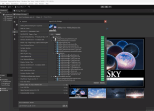 インポートしたアセットのデモシーンを確認していきます。Lightning タブのSkyBox MaterialにSkyBoxが設定されます。