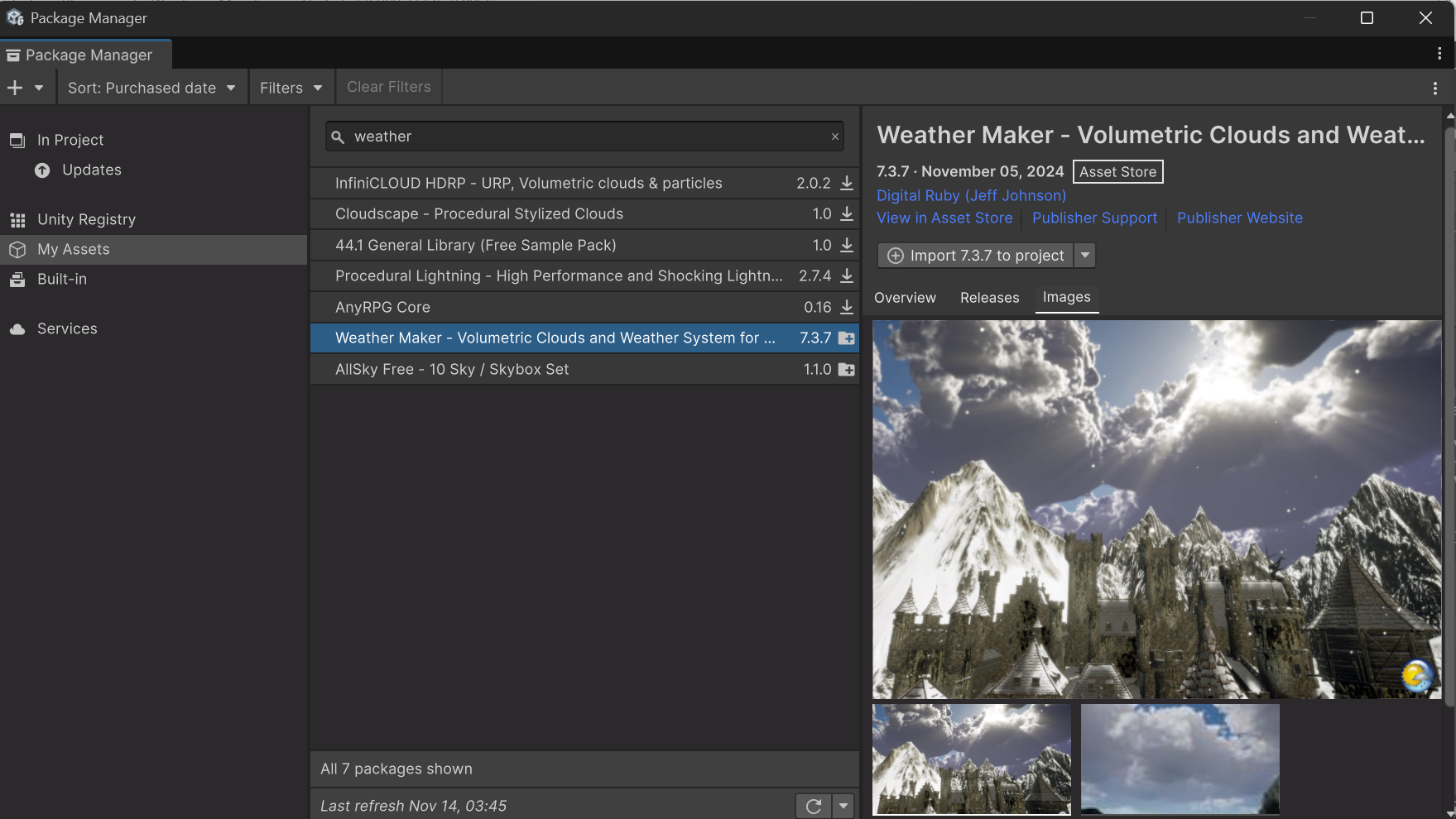 天気を設定できるUnityアセット Weather Maker - Volumetric Clouds and Weather System ...